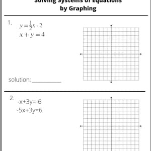 Solving Systems of Equations by Graphing Worksheet - Etsy UK