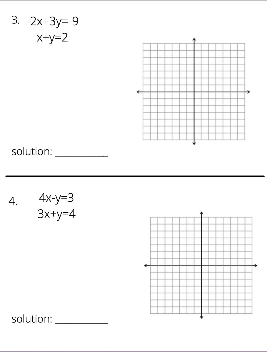 Solving Systems Of Equations By Graphing Worksheet Etsy
