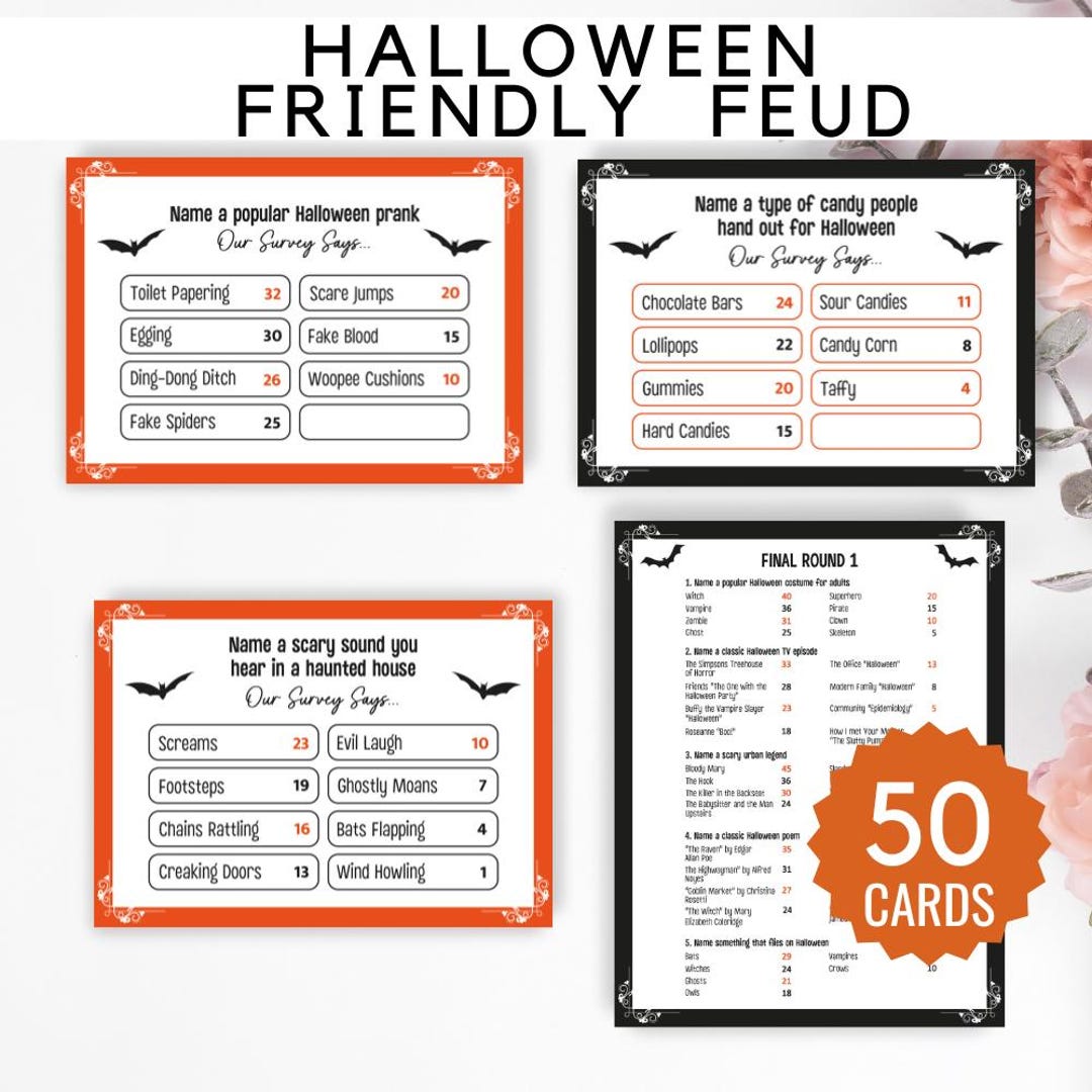 Halloween Friendly Feud Game, Halloween Party Game, Printable Halloween ...