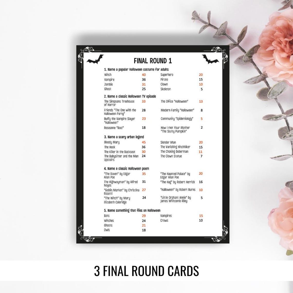 Halloween Friendly Feud Game, Halloween Party Game, Printable Halloween ...
