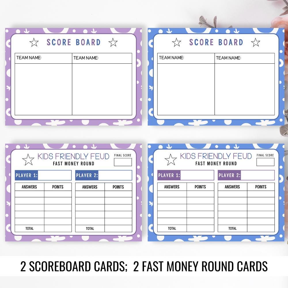 Kid Friendly Feud Games, Kid Birthday Party Games, Printable Family ...