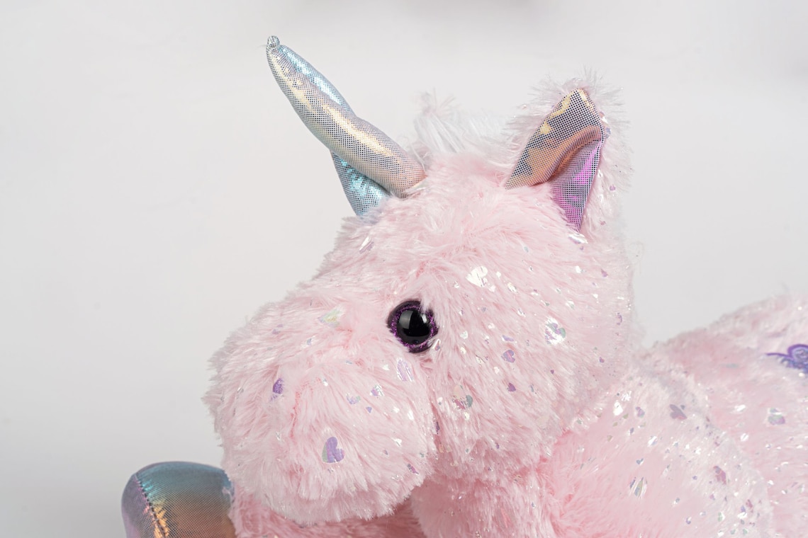 Shining Pink Glitter Plush Soft Toys Unicorn - Etsy
