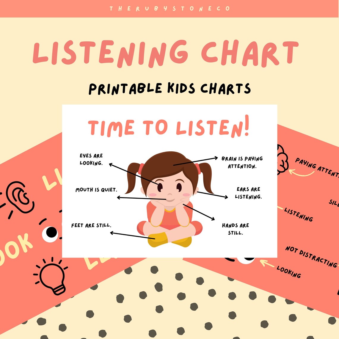 Listening Behavior Chart Poster for Kids - Printable, ASD, ADHD ...