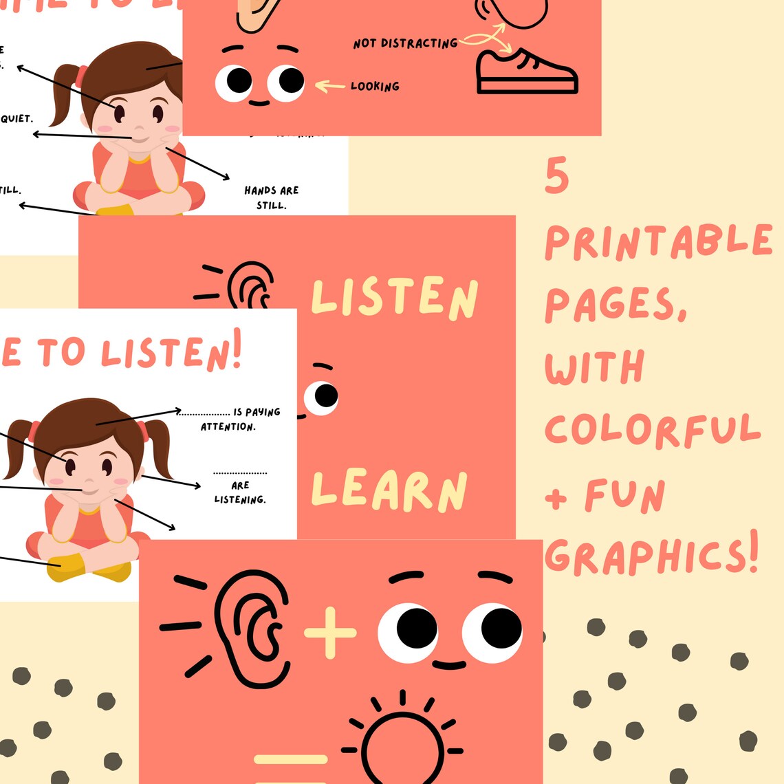 Listening Behavior Chart Poster for Kids - Printable, ASD, ADHD ...