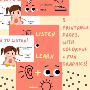 Listening Behavior Chart Poster for Kids - Printable, ASD, ADHD ...