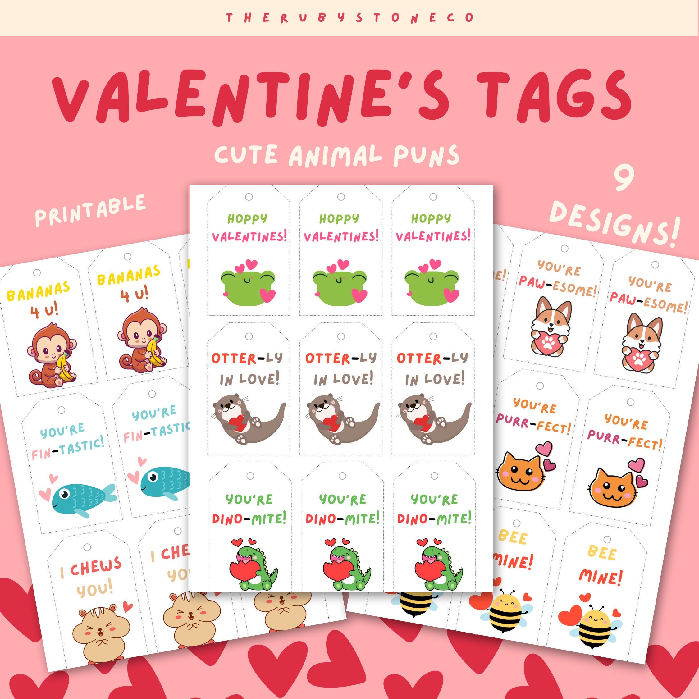 Valentine's Day Printable Tags Cute Kid's DIY - Etsy