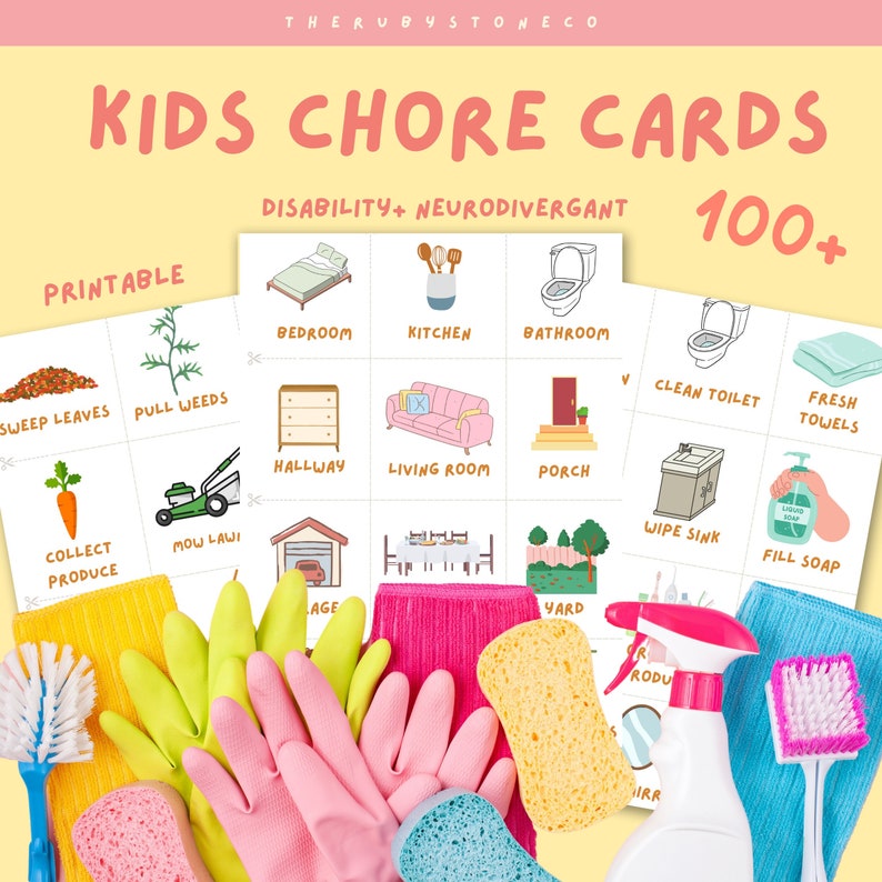 Autism Printable Kid's Chore Cards - Visual Independence Resrouce, ASD ...