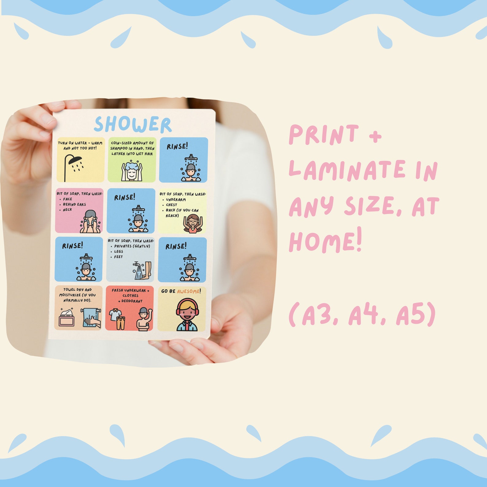 Shower Routine Printable Chart - Neurodivergent, ADHD, Autism, Visual ...