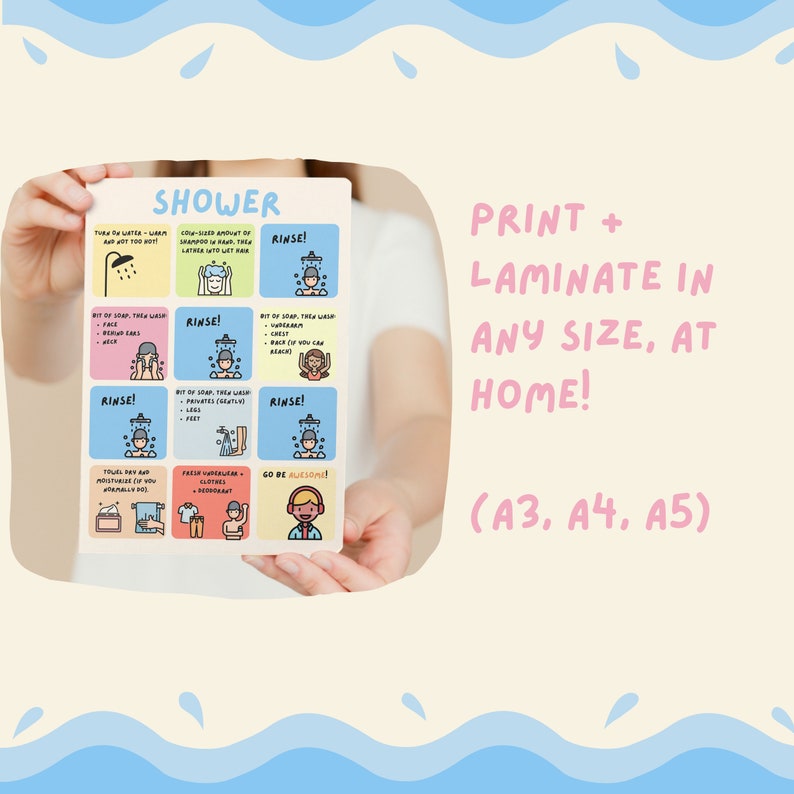 Shower Routine Printable Chart - Neurodivergent, ADHD, Autism, Visual ...