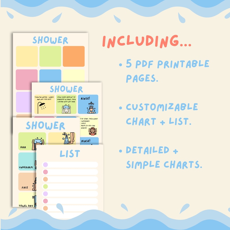 Shower Routine Printable Chart - Neurodivergent, ADHD, Autism, Visual ...