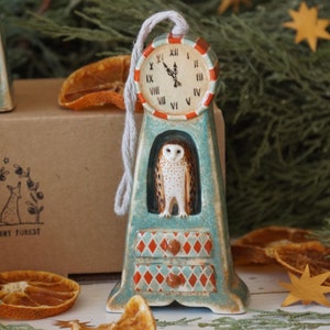 Unique Handmade Christmas Tree Toy Clock With a Barn Owl. Christmas ...
