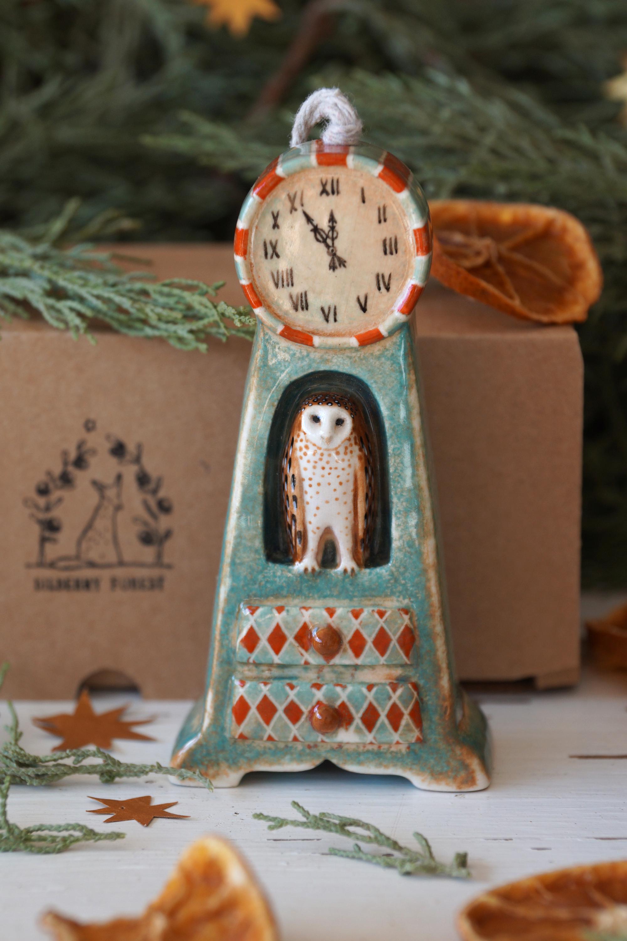 Unique Handmade Christmas Tree Toy Clock With a Barn Owl. Christmas ...