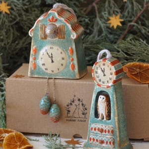Unique Handmade Christmas Tree Toy Clock With a Barn Owl. Christmas ...