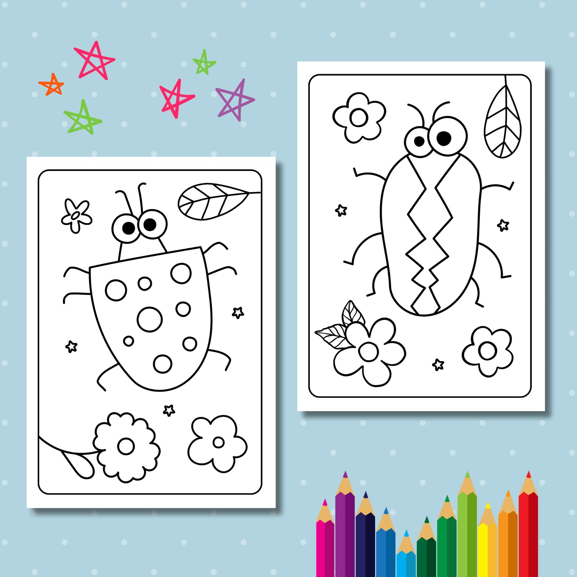 Cute Bug Coloring Pages for Kids, Printable Insect Coloring Pages ...