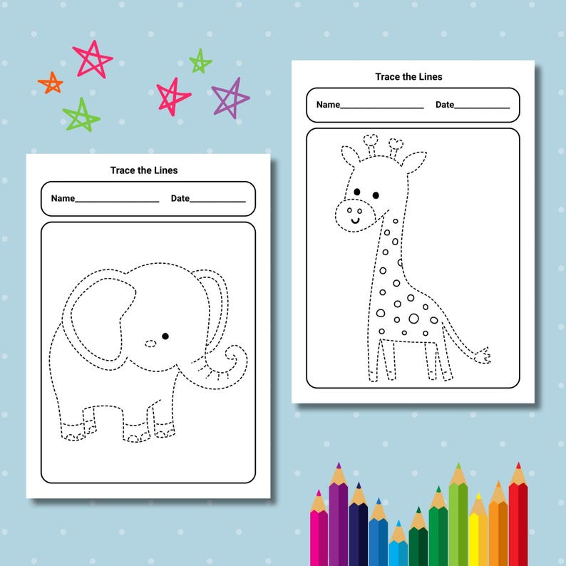 Preschool Line Tracing Worksheets, Safari Tracing and Coloring Pages ...