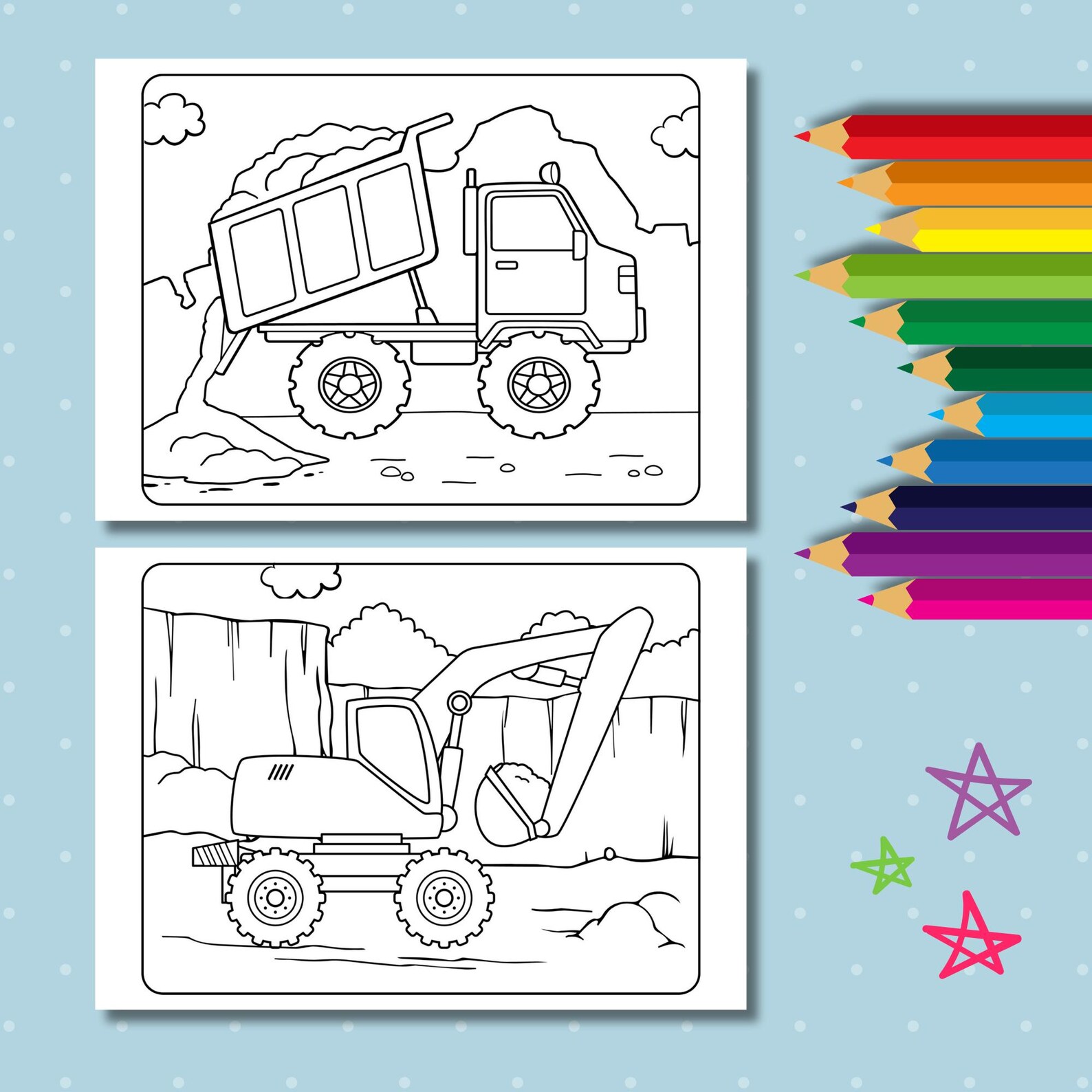Construction Truck Coloring Pages for Kids, Construction Vehicle ...