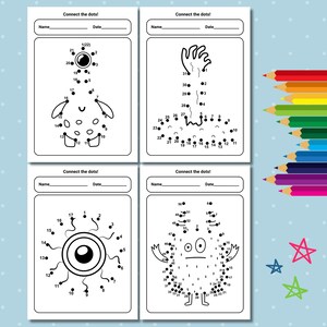 Printable Monster Dot to Dot Coloring Pages, Printable Connect the Dots, Connecting the Dots ...
