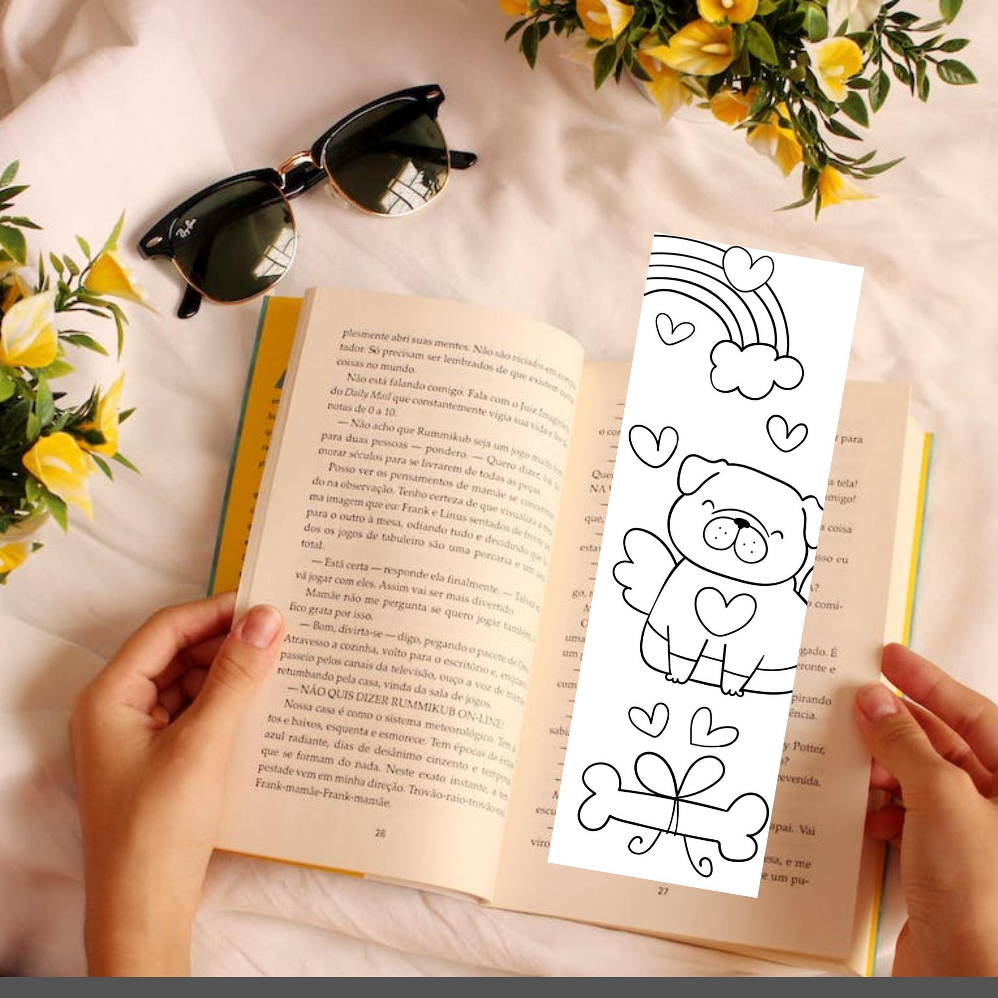 Valentines Day Bookmarks, Cute Dog Coloring Bookmarks for Kids, Cute ...