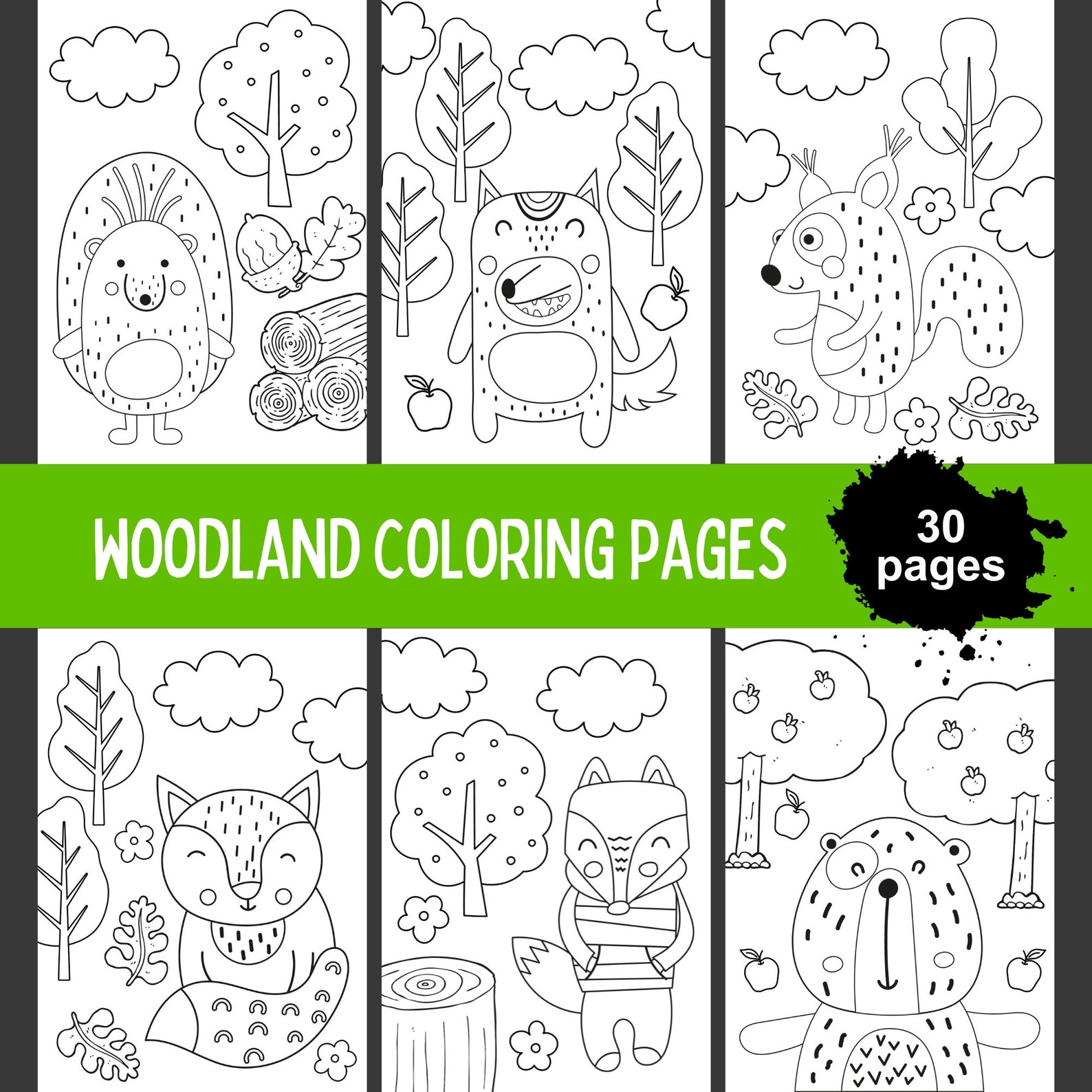 Woodland Coloring Pages for Kids, Forest Coloring Pages for Toddlers ...