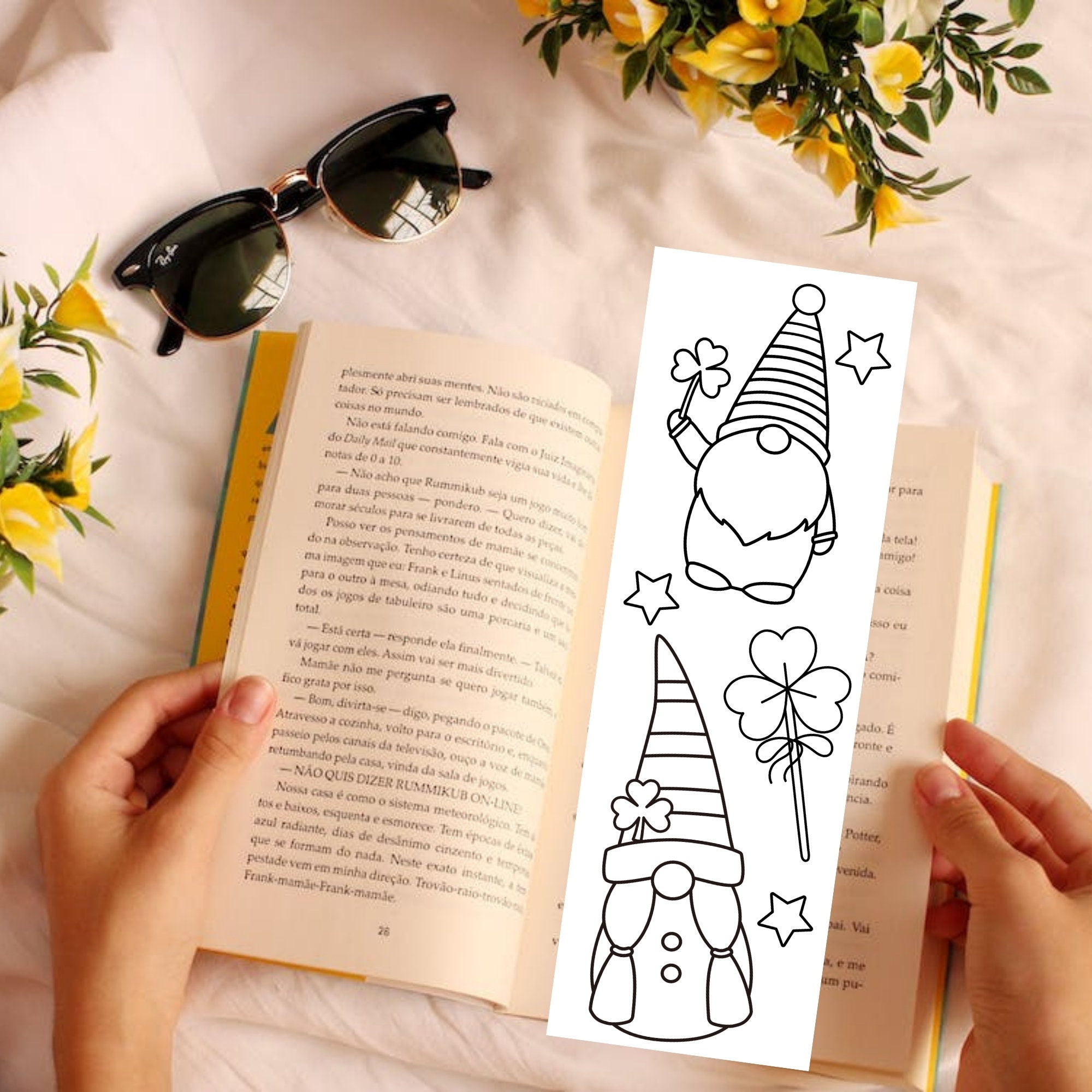 Gnome Coloring Bookmarks for Kids, St Patrick Bookmarks, Cute Gnome ...