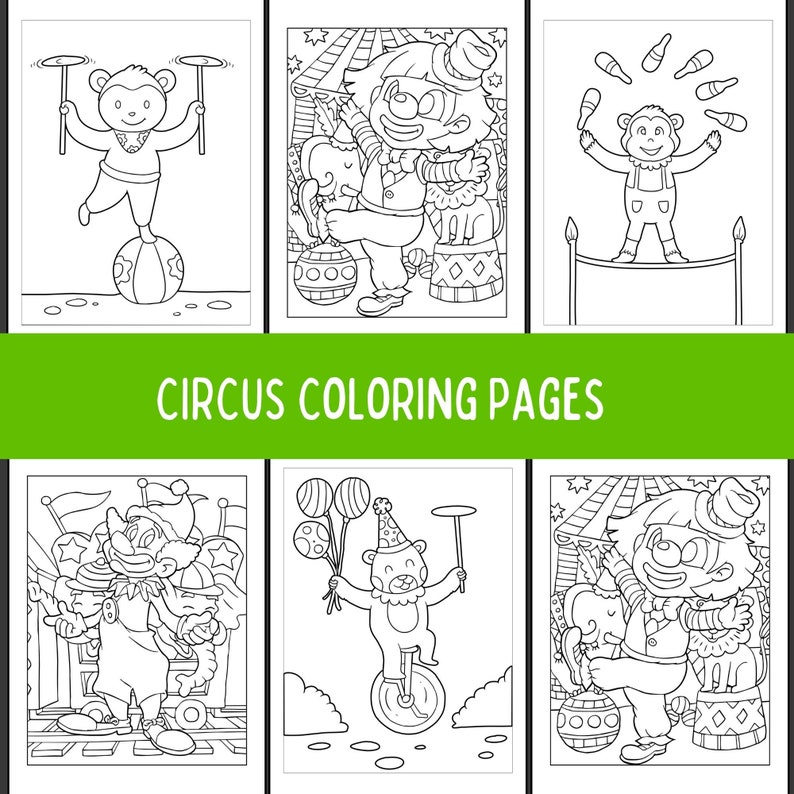 Circus Coloring Pages for Kids, Clown Coloring Pages, Circus Animal ...