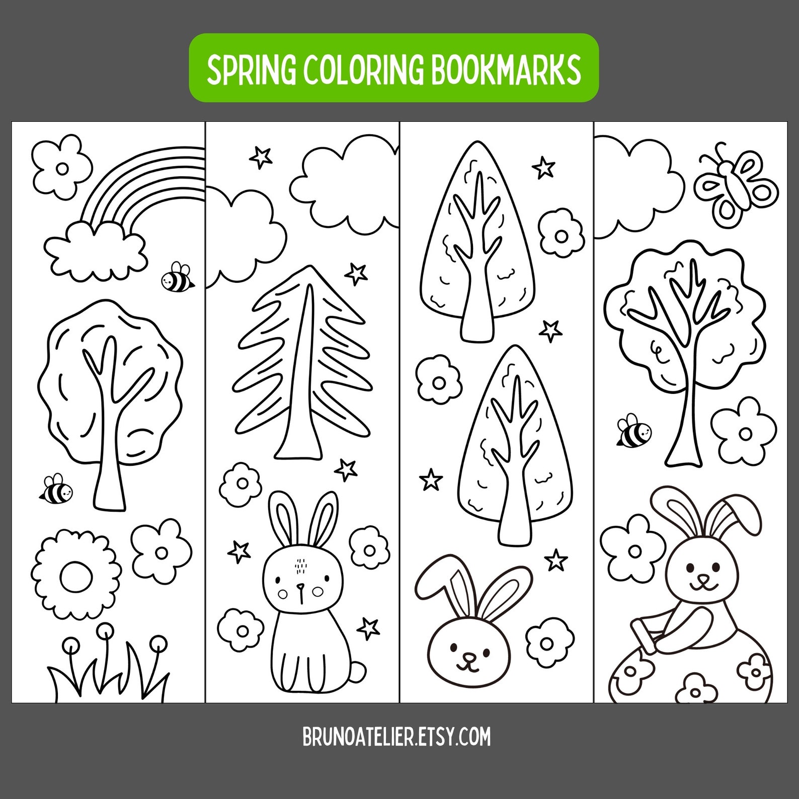 Spring Coloring Bookmarks for Kids, Printable Bookmarks to Color ...