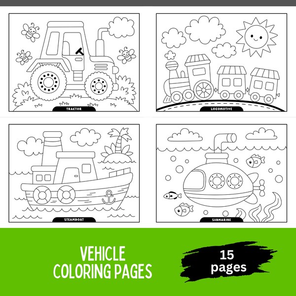 Coloring Page Vehicles - Etsy