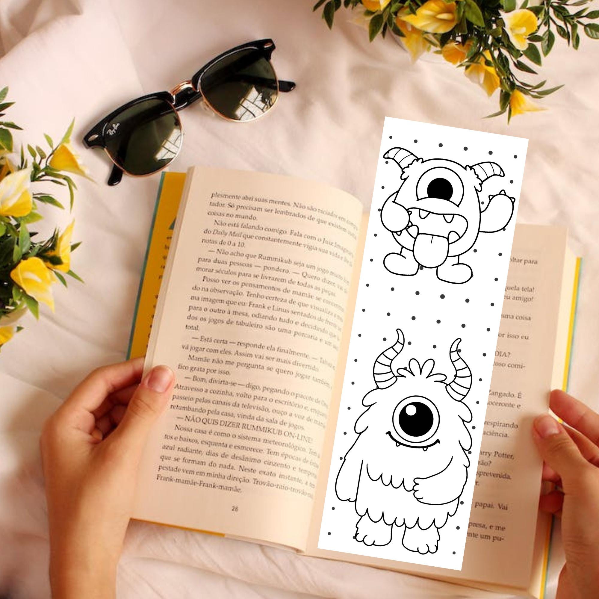 Monster Coloring Bookmarks for Kids: Printable Animal Designs (digital ...