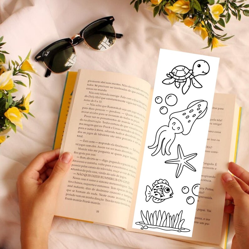 Ocean Themed Bookmarks for Kids, Animal Coloring Bookmarks, Printable ...