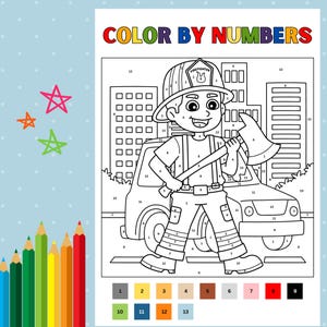 Firefighter Coloring Pages for Kids, Firefighter Color by Number ...