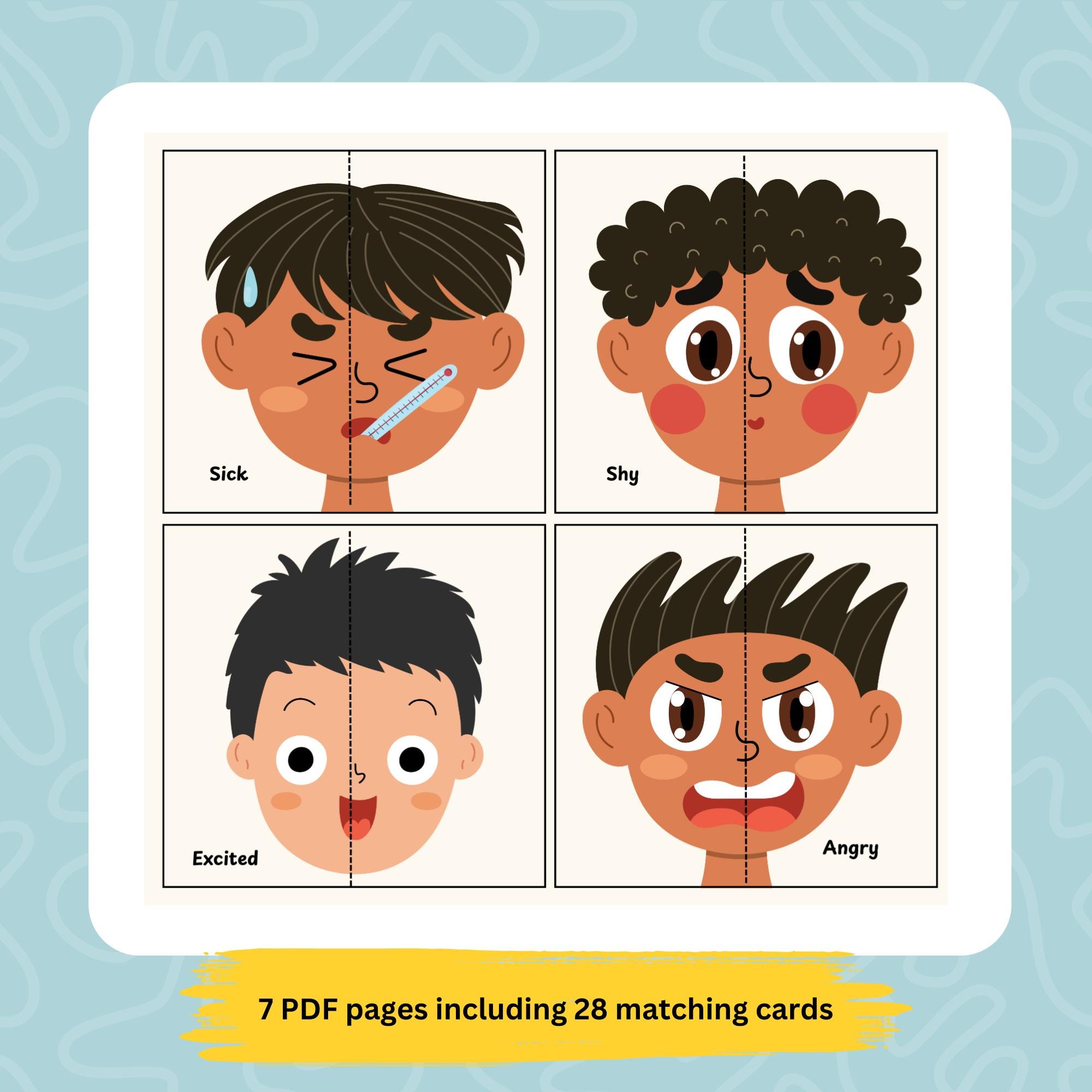Emotional Learning Activities, Printable Matching Worksheets for Kids ...