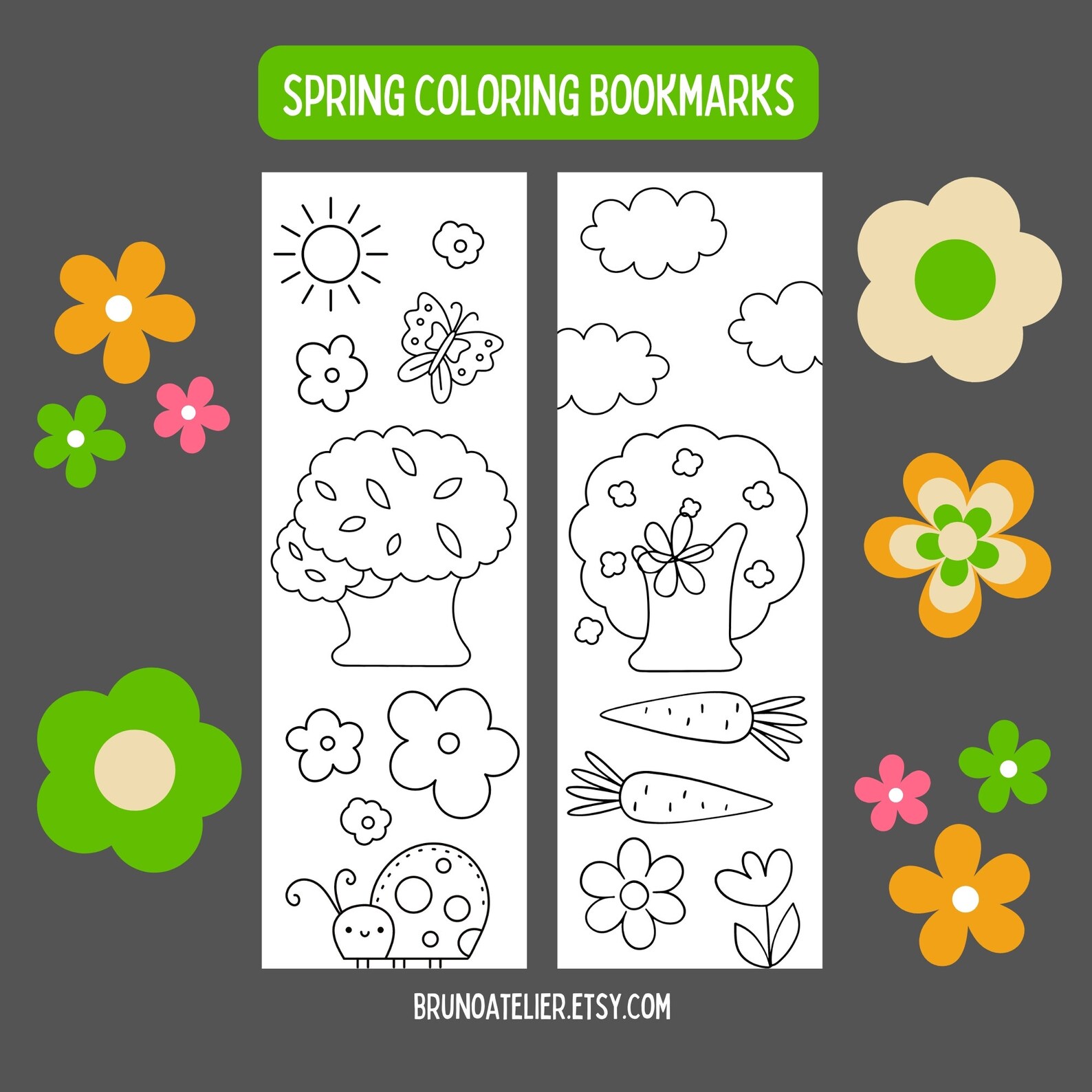 Spring Coloring Bookmarks for Kids, Printable Bookmarks to Color ...
