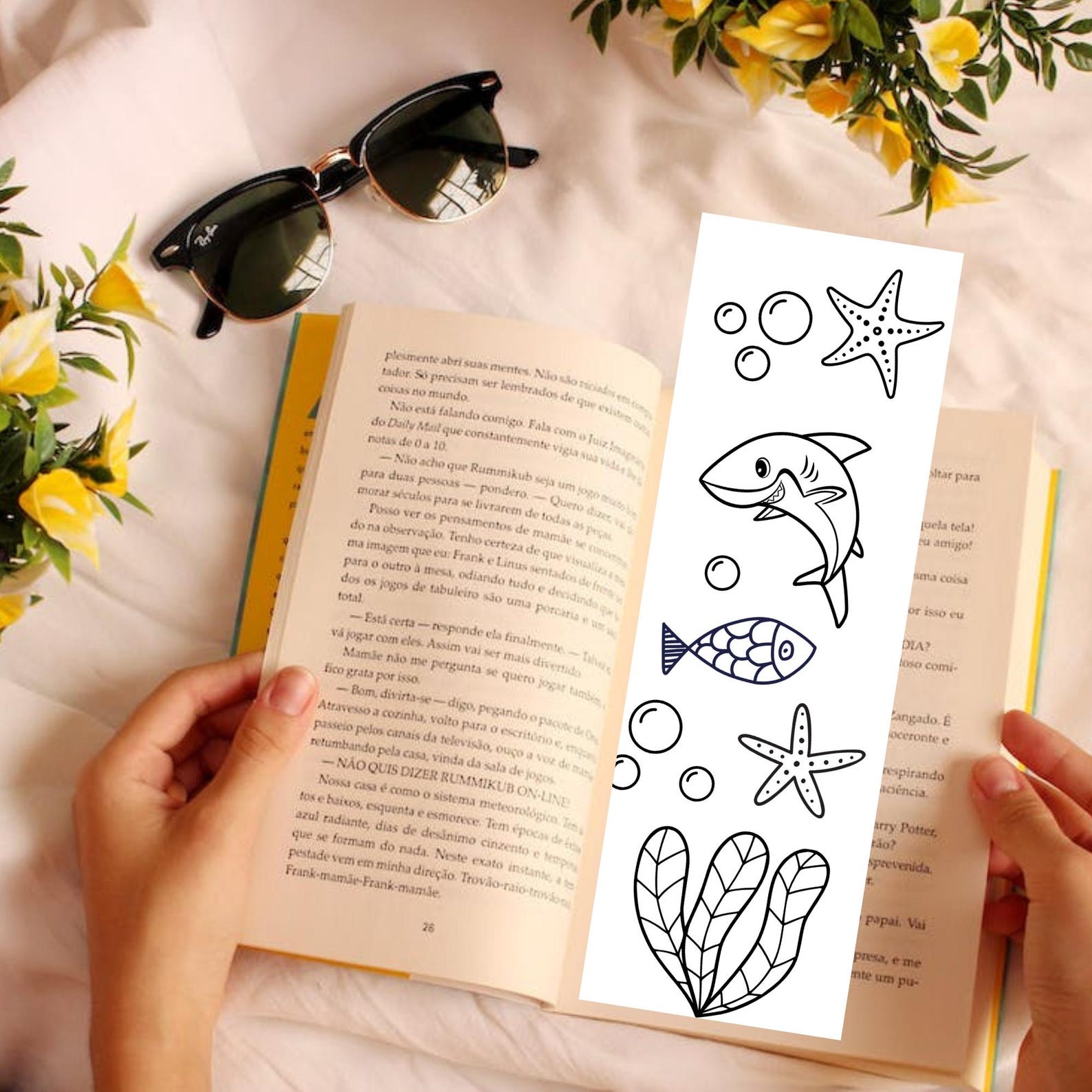 Ocean Themed Bookmarks for Kids, Animal Coloring Bookmarks, Printable ...