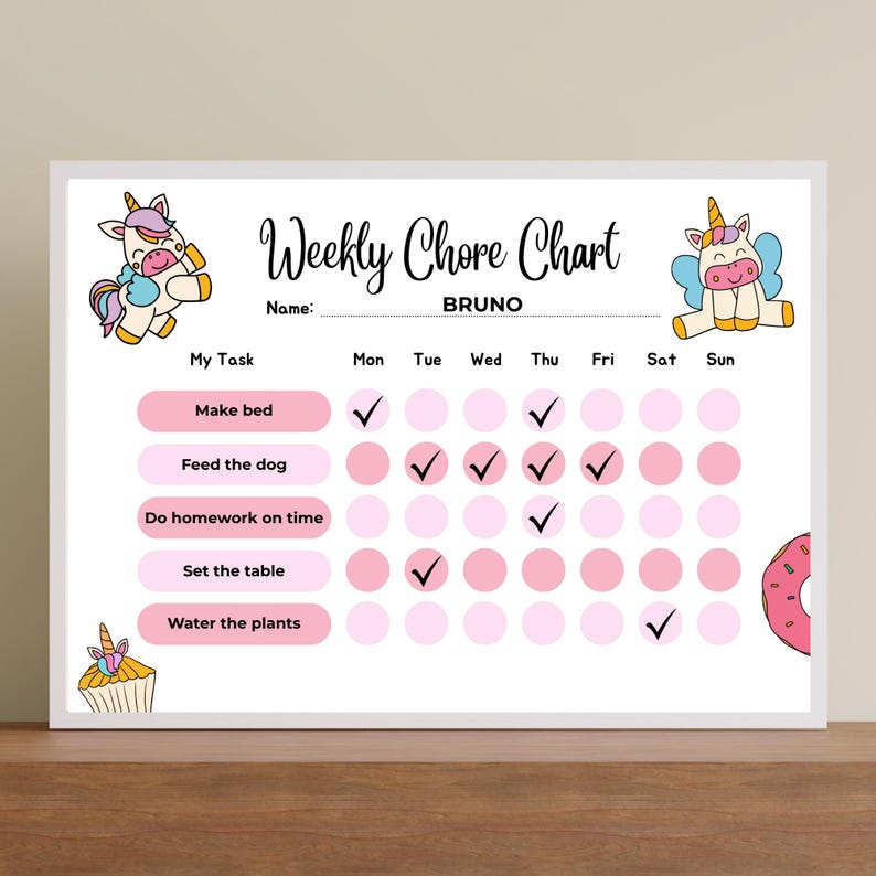 Editable Weekly Chore Chart for Kids, Kids Chore List, Kids Routine ...