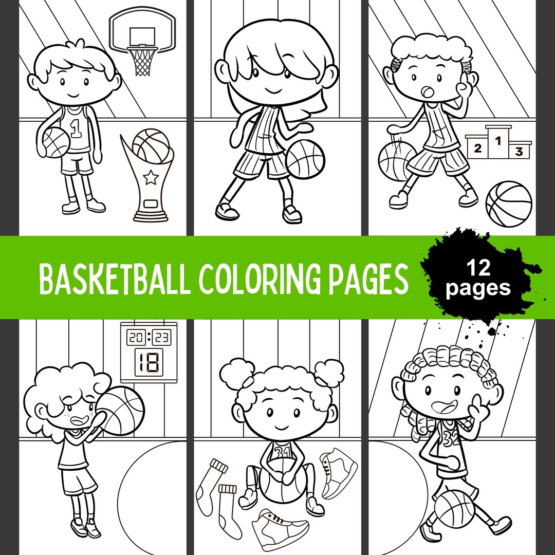 Basketball Coloring Pages for Kids, Basketball Activity Sheets, Sport ...