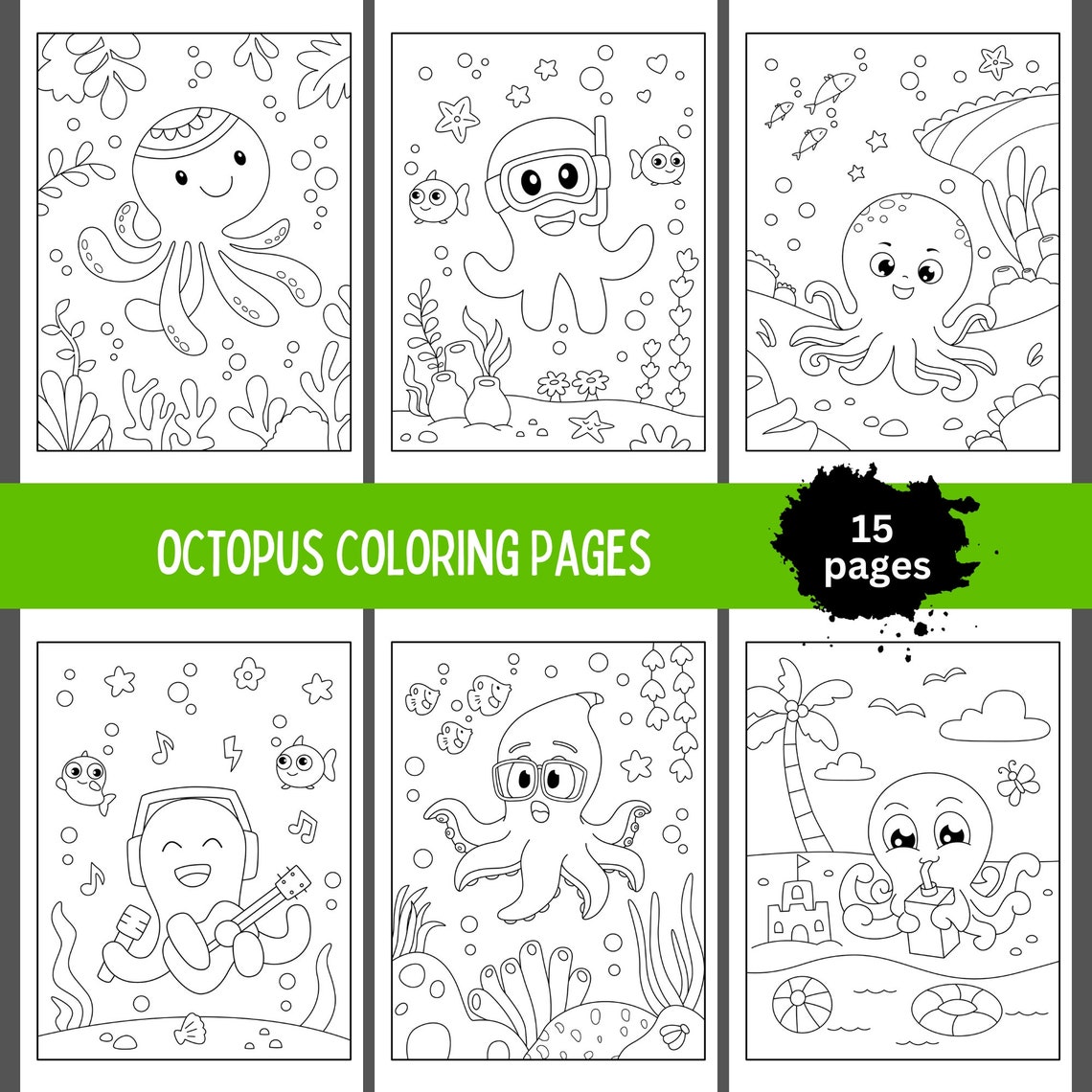 Sea Animals Coloring Pages for Kids, Octopus Coloring Pages, Sea ...