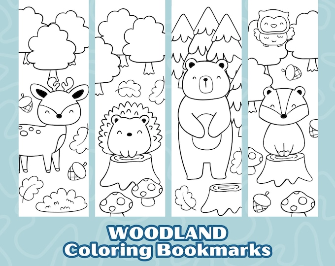 Baby Animal Coloring Bookmarks for Kids, Cute Animal Coloring Bookmarks ...
