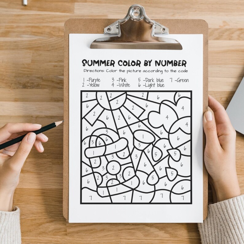 Summer Color by Number for Kids, Color by Number Book, Printable Color ...