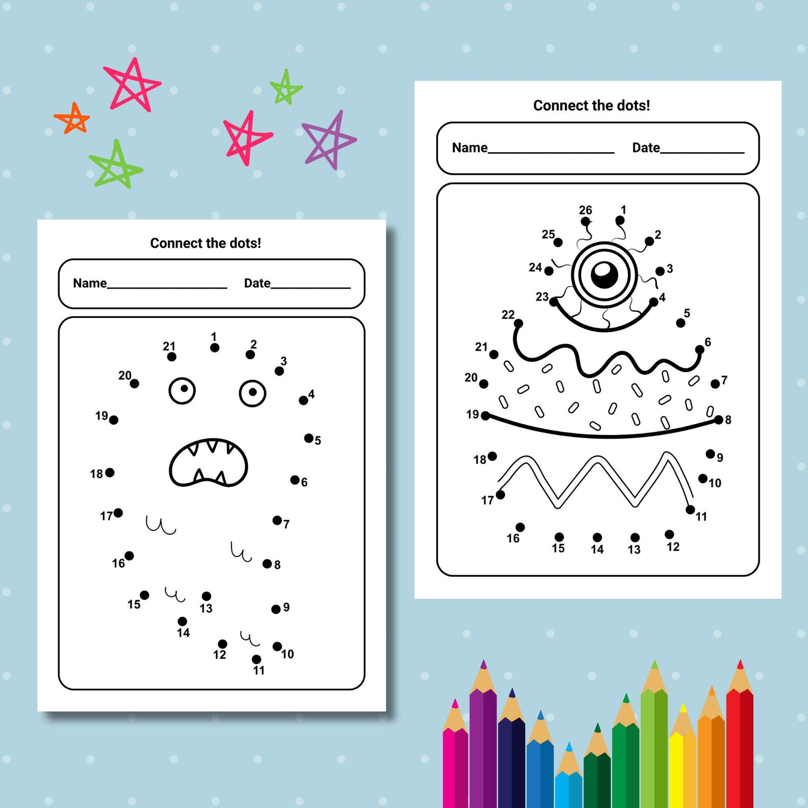 Printable Monster Dot to Dot Coloring Pages, Printable Connect the Dots ...