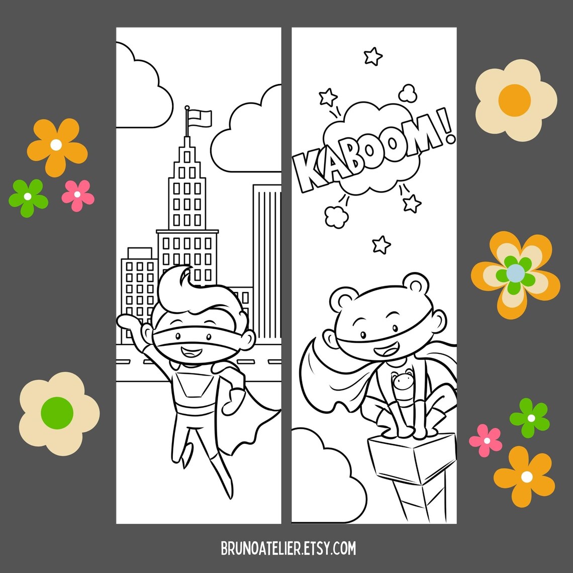 Superhero Coloring Bookmarks for Kids, Superhero Bookmarks PNG ...