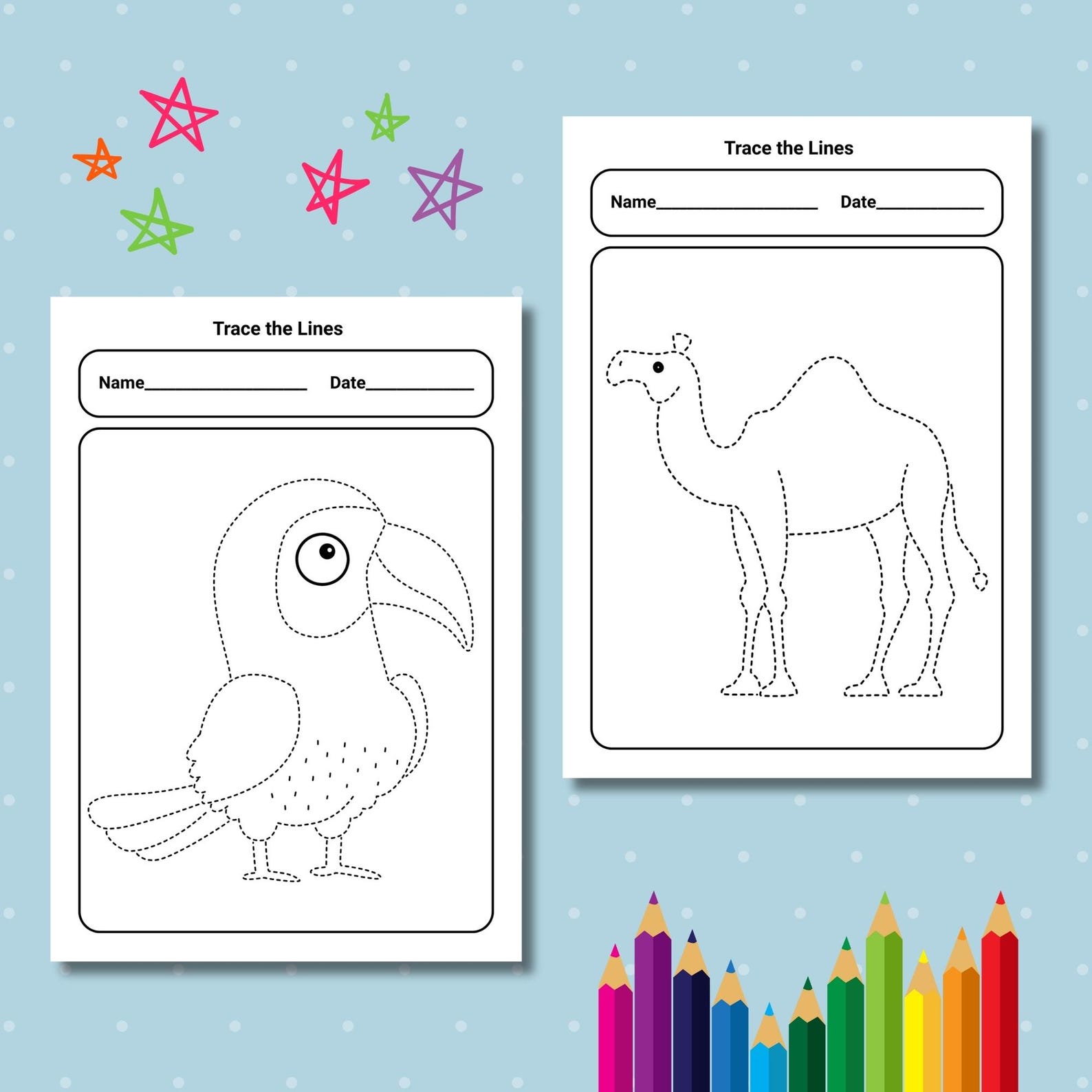Preschool Line Tracing Worksheets, Safari Tracing and Coloring Pages ...