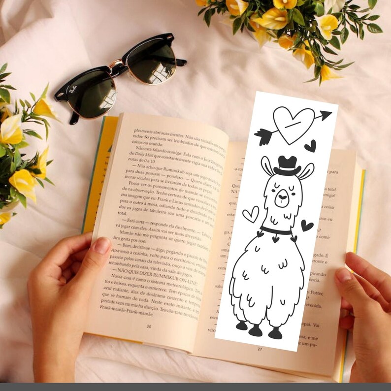 Cute Llama Coloring Bookmarks for Kids, Animal Coloring Bookmarks ...