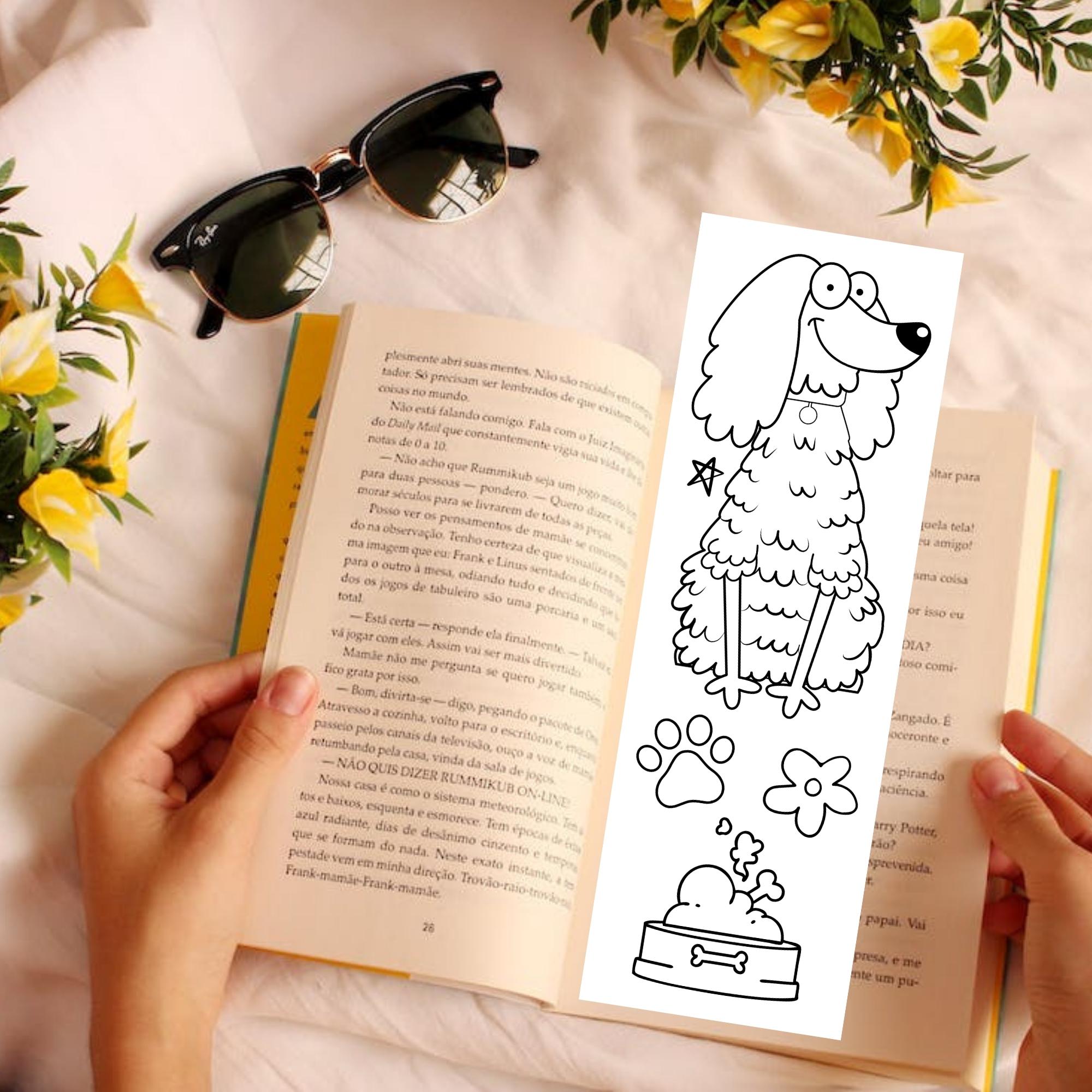 Cute Dog Coloring Bookmarks for Kids, Cute Dog Bookmarks, Printable ...