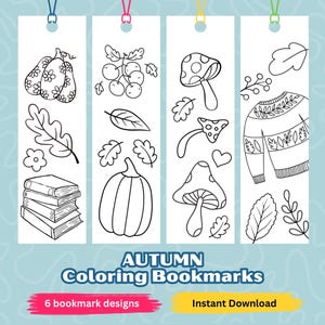 Autumn Bookmarks Printable, Woodland Coloring Bookmarks for Kids ...