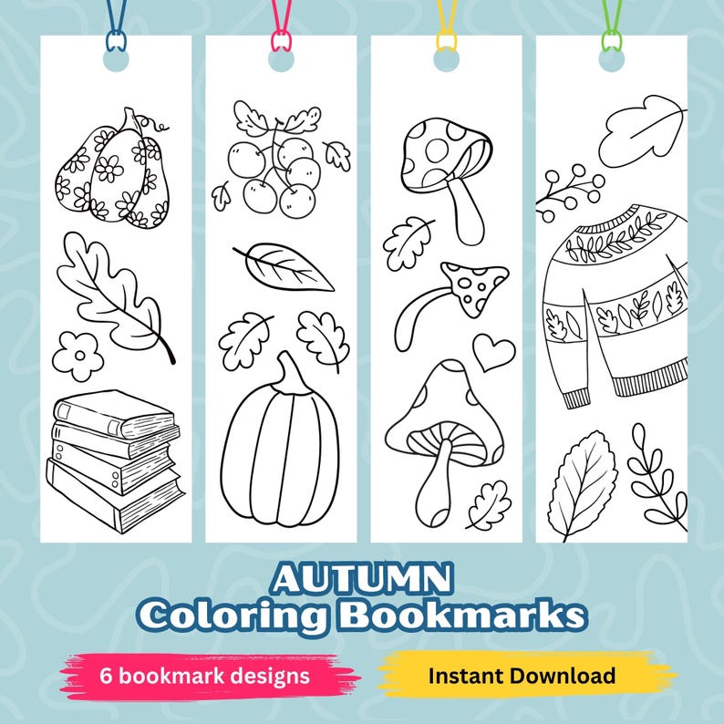 Autumn Bookmarks Printable, Woodland Coloring Bookmarks for Kids ...