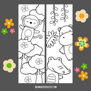 Safari Coloring Bookmarks for Kids, Animal Coloring Bookmarks, Safari ...