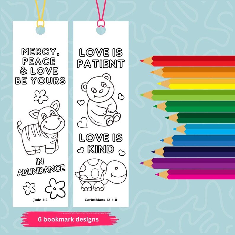 Bible Verse Coloring Bookmarks for Kids, Bible Bookmarks, Animal ...