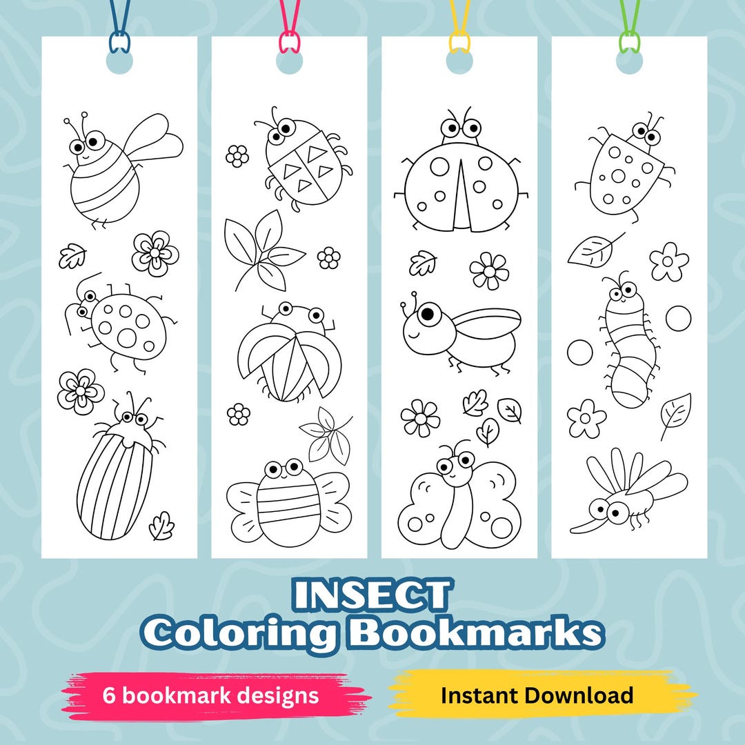 Printable Bug Bookmarks, Bug Coloring Bookmarks for Kids, Insect ...