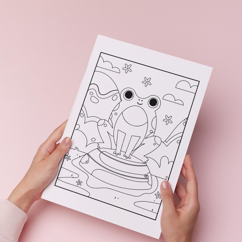 Cute Frog Coloring Pages for Kids, Frog Themed Birthday Party, Cute ...