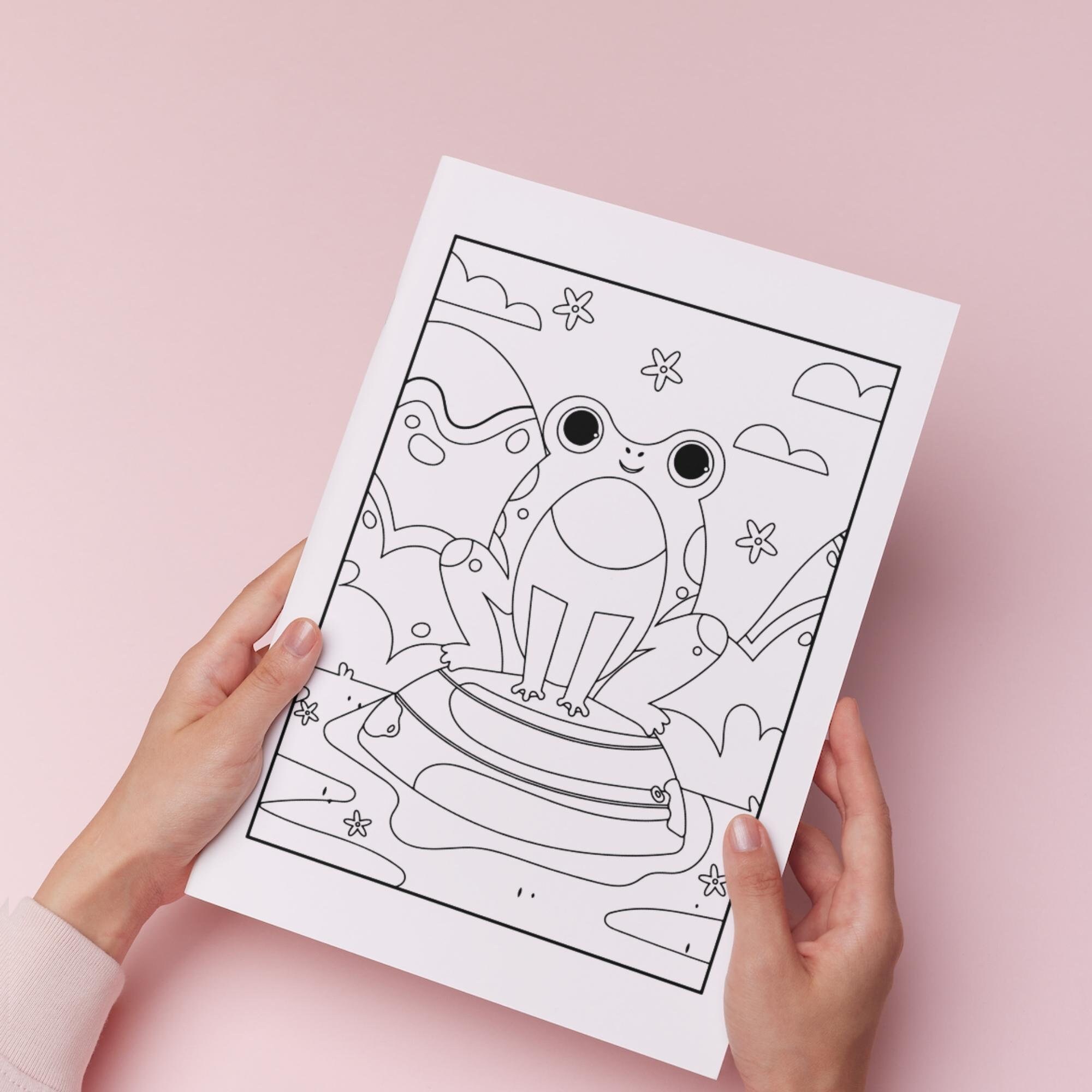 Cute Frog Coloring Pages for Kids, Frog Themed Birthday Party, Cute ...